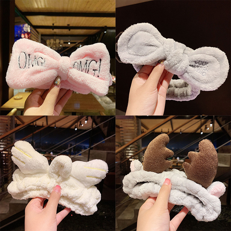 Women Stretch Hair Band mask Wash Makeup Mask Headband Children's Bow ...