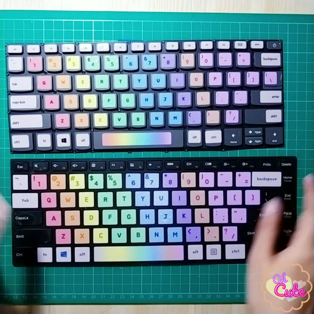 OH CUTE Rainbow Keyboard Sticker for Windows - Aesthetic Color Vinyl ...