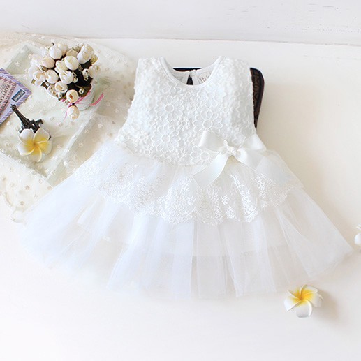 Baby Dress Girls Princess Tutu Dress Sleeveless Wedding Party Lace ...