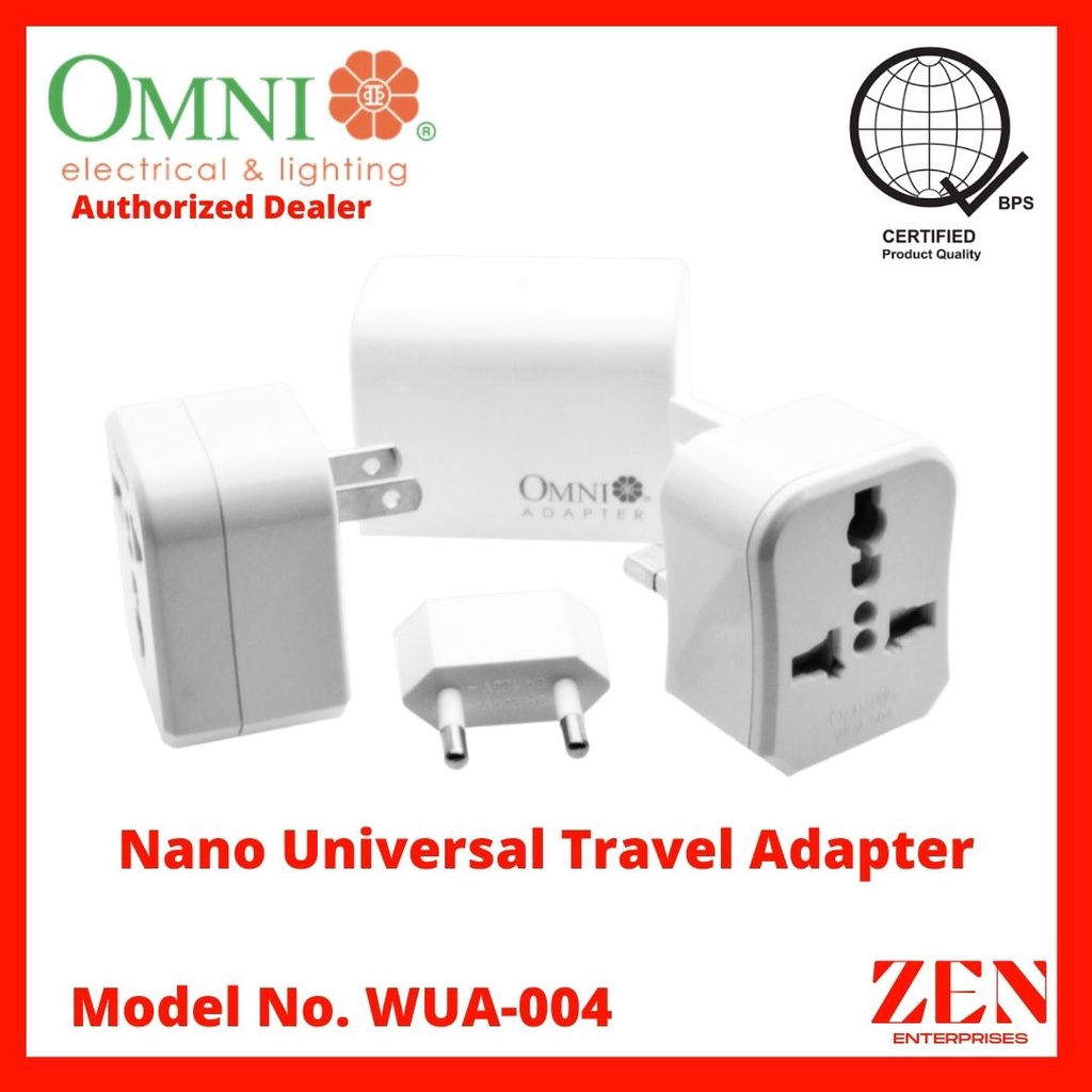 Omni WUA 004 Nano Universal Travel Adapter Socket Plug Outlet Adapter ...