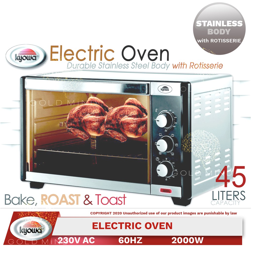 Kyowa 45l Electric Oven With Rotisserie Stainless Steel Body 2000w ...