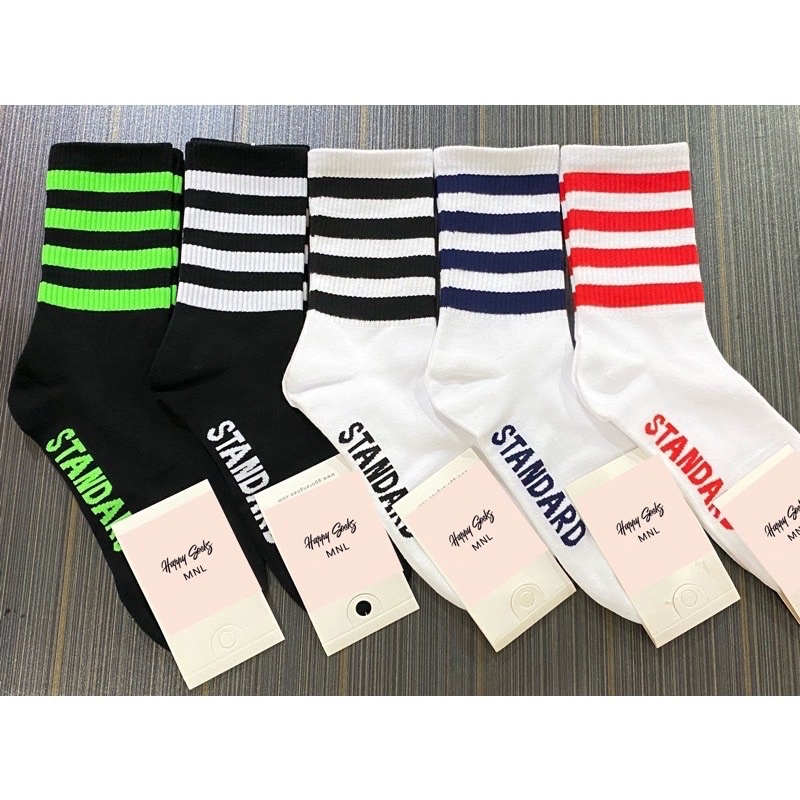 Korean Socks Standard Varsity Lines Iconic Socks | Shopee Philippines