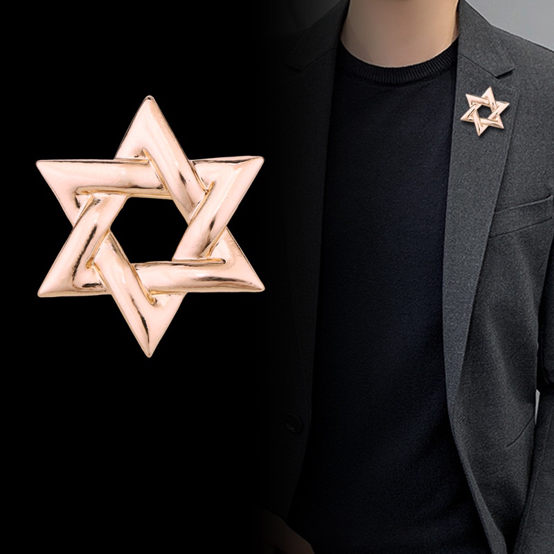 EFAN Simple Star Of David Pin Men's Suit Coat Brooch Israel Hexagon ...