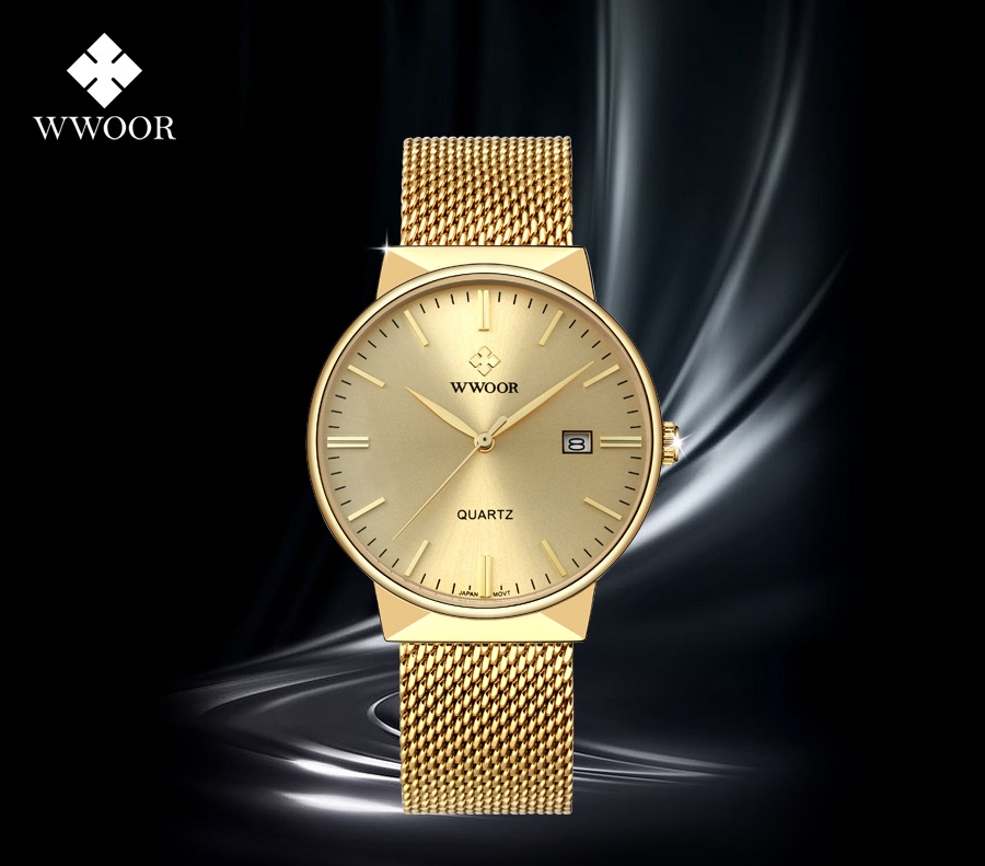 Wwoor Men Watch Waterproof Quartz Analog Gold 8826w | Shopee Philippines