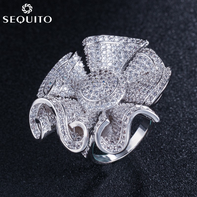 Philippines Women Big Statement Finger Rings Shinning CZ Diamond ...