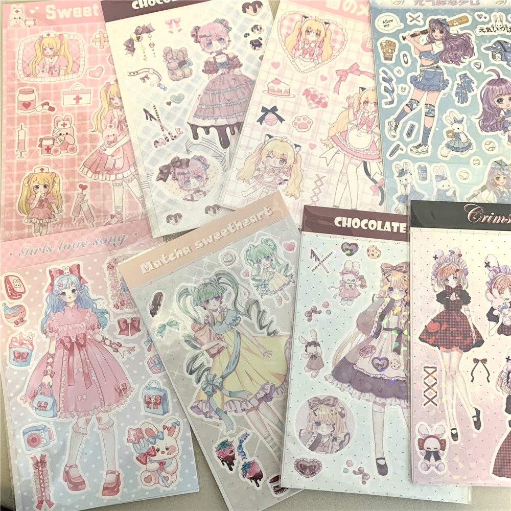ins Sweet Asian Style Girl Character Cuckoo Card Sticker diy Handbook ...