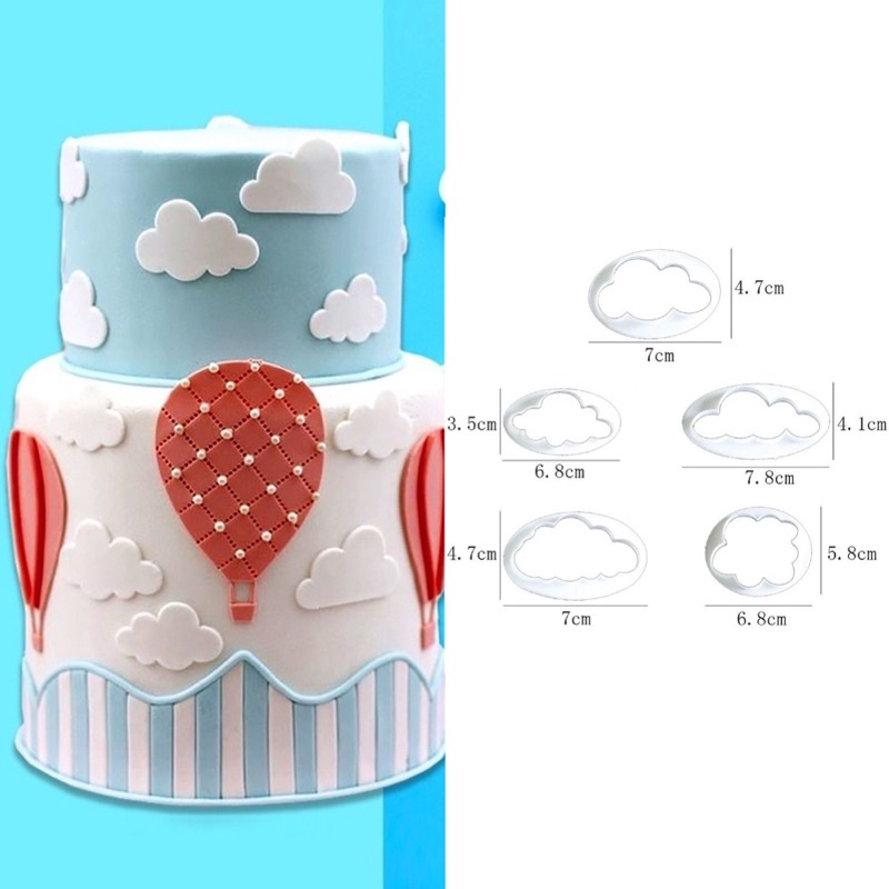 5pcs Cloud Fondant Cutter for Cake Decoration Molder Baking | Shopee ...