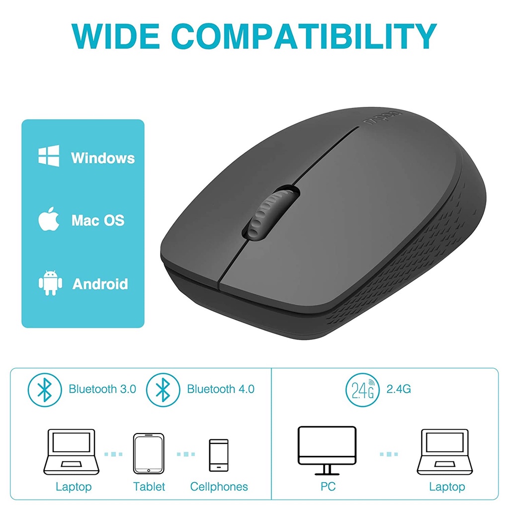 Rapoo M100G Colorful Wireless Mouse 2.4G 1300DPI Computer Office Silent ...