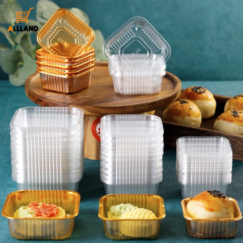 100Pcs/Set Transparent Gold Mooncake Trays/ Egg Yolk Crisp Plastic ...