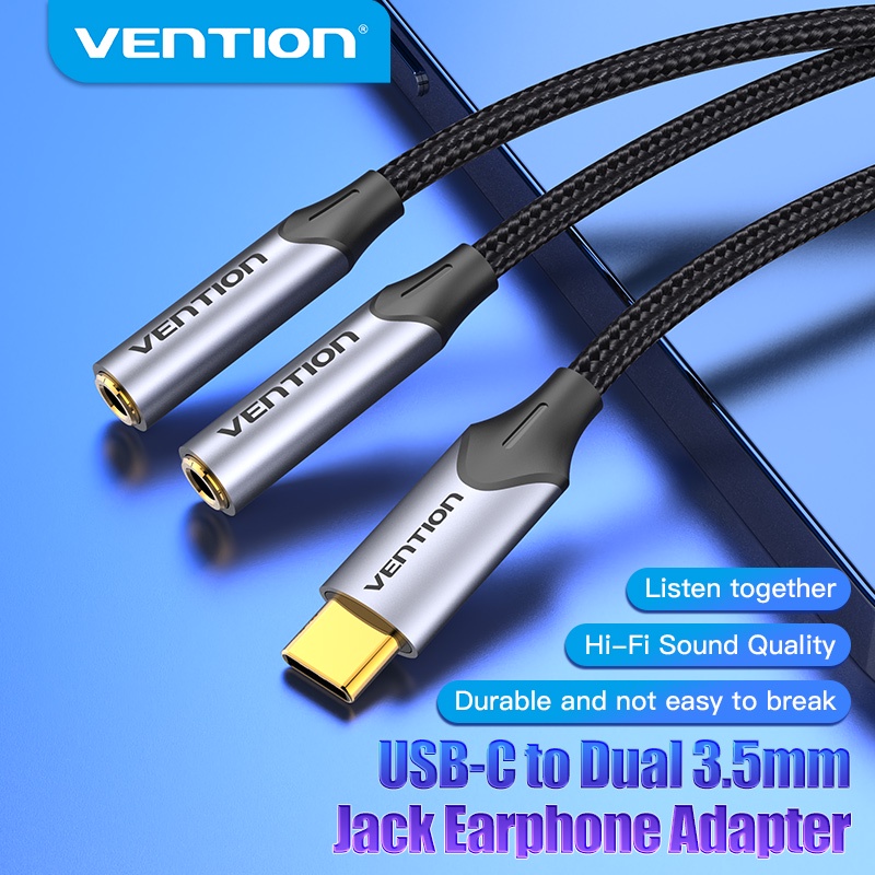 Vention Type C to Dual Earphone and Mic Jack Adapter for Laptop ...