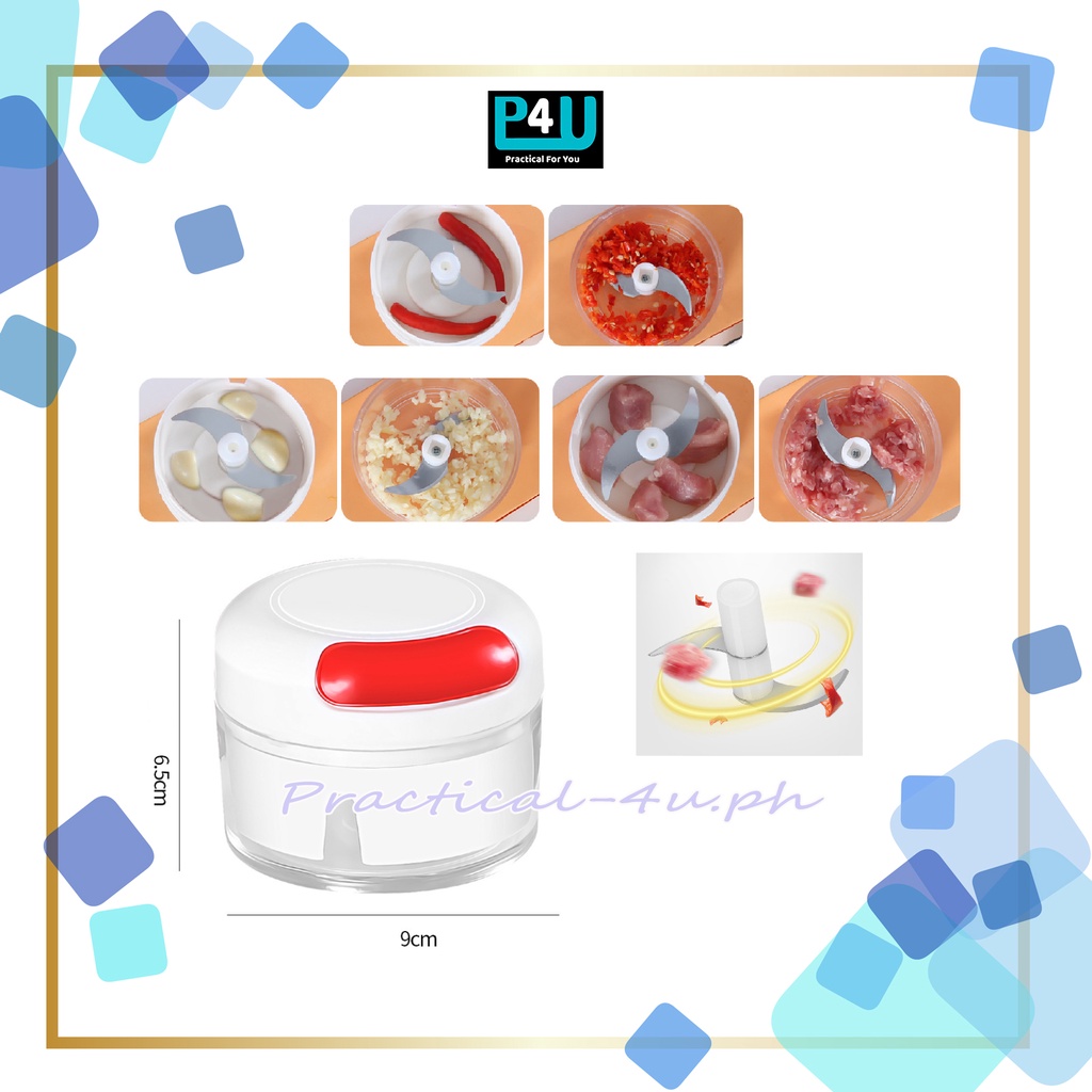 Mini Food Chopper 170ml Hand pull Grinder | Shopee Philippines