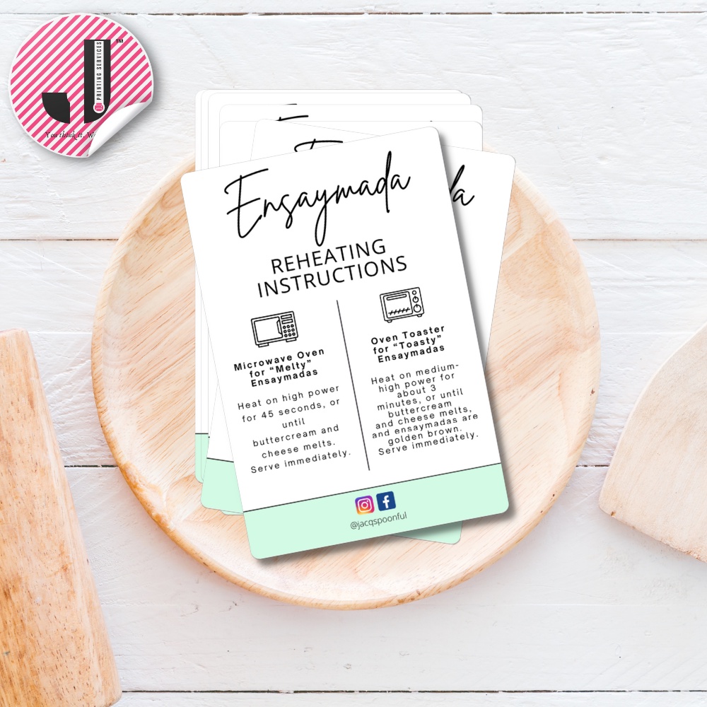 Ensaymada Reheating Instructions Card, Ensaymada Care Guide, Ensaymada ...