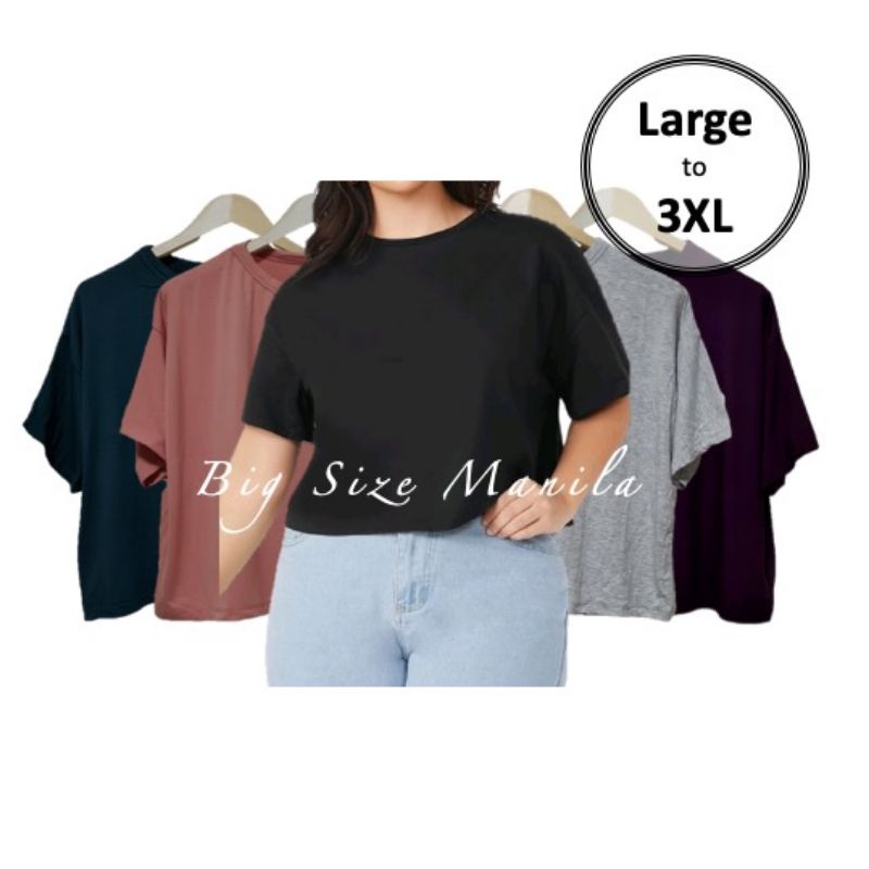 L | 3XL Plus Size Big Size Semi Crop Top Shirt | Shopee Philippines