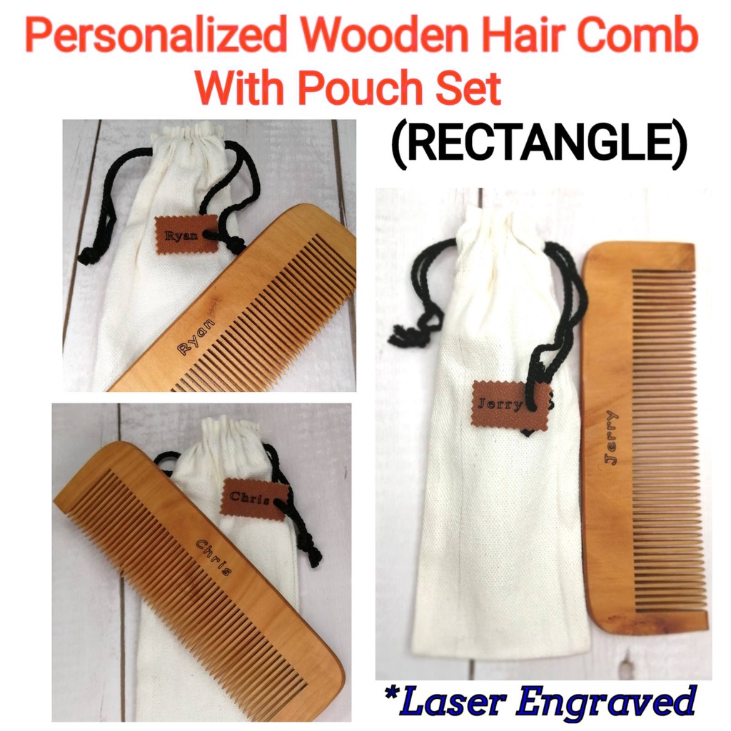 LASER ENGRAVED Personalized & Non-Personalized Wooden Hair Comb with ...