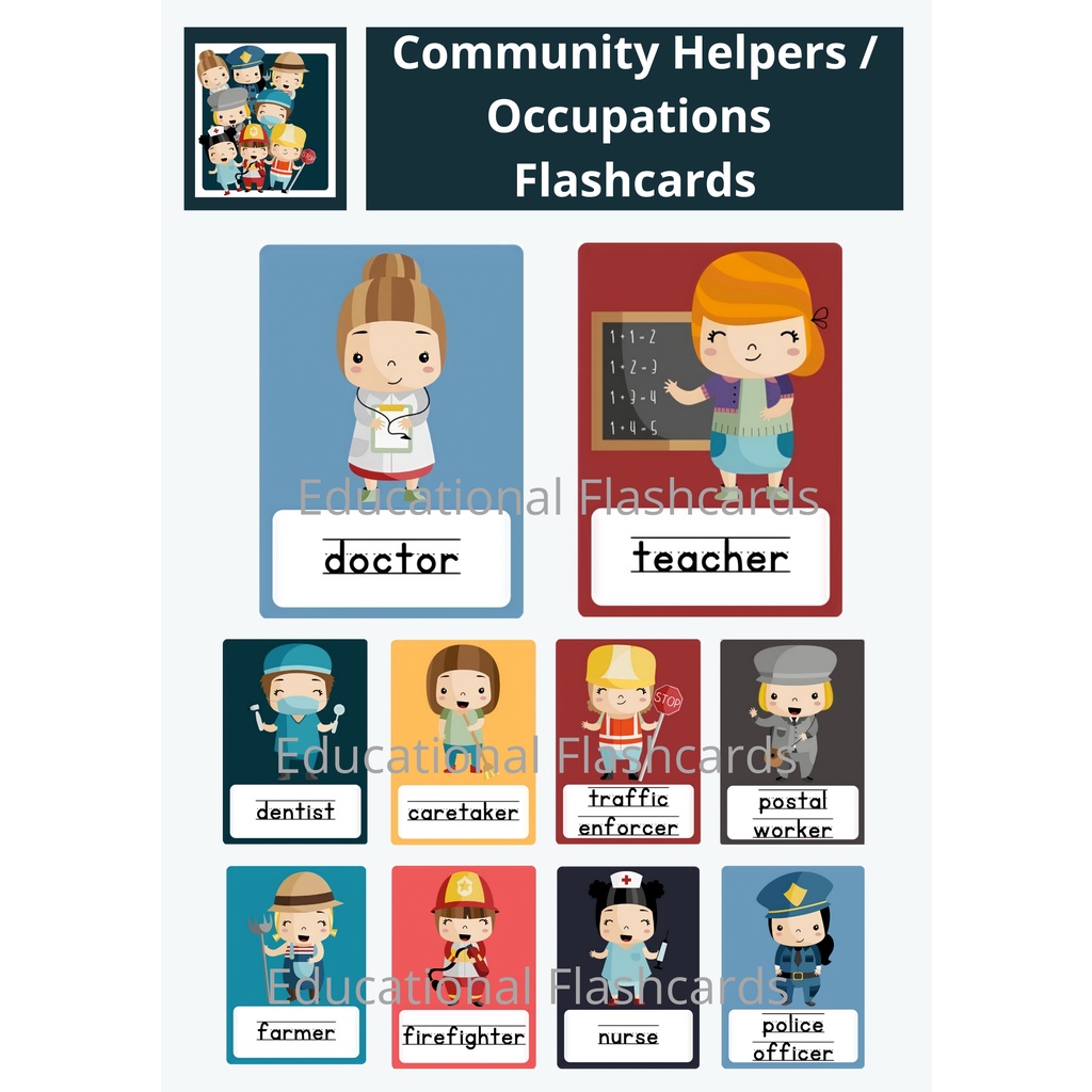 Community Helpers / Occupations Professions Jobs Laminated Flashcards ...