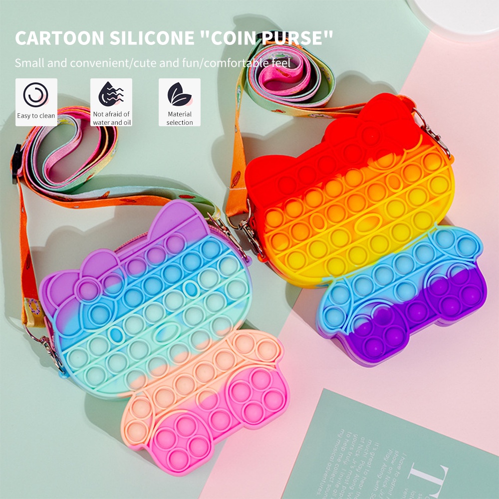 Pop It Bag Fidget Toys Hello Kitty Purse Fingertip Toy Push Bubble Pop ...
