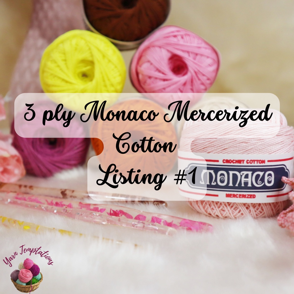 (BATCH1) 3ply Monaco Mercerized Cotton | 175 meters | Crochet Thread ...