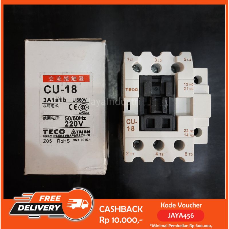 Teco CU18/CU-18/CU 18 Contactor 220V | Shopee Philippines