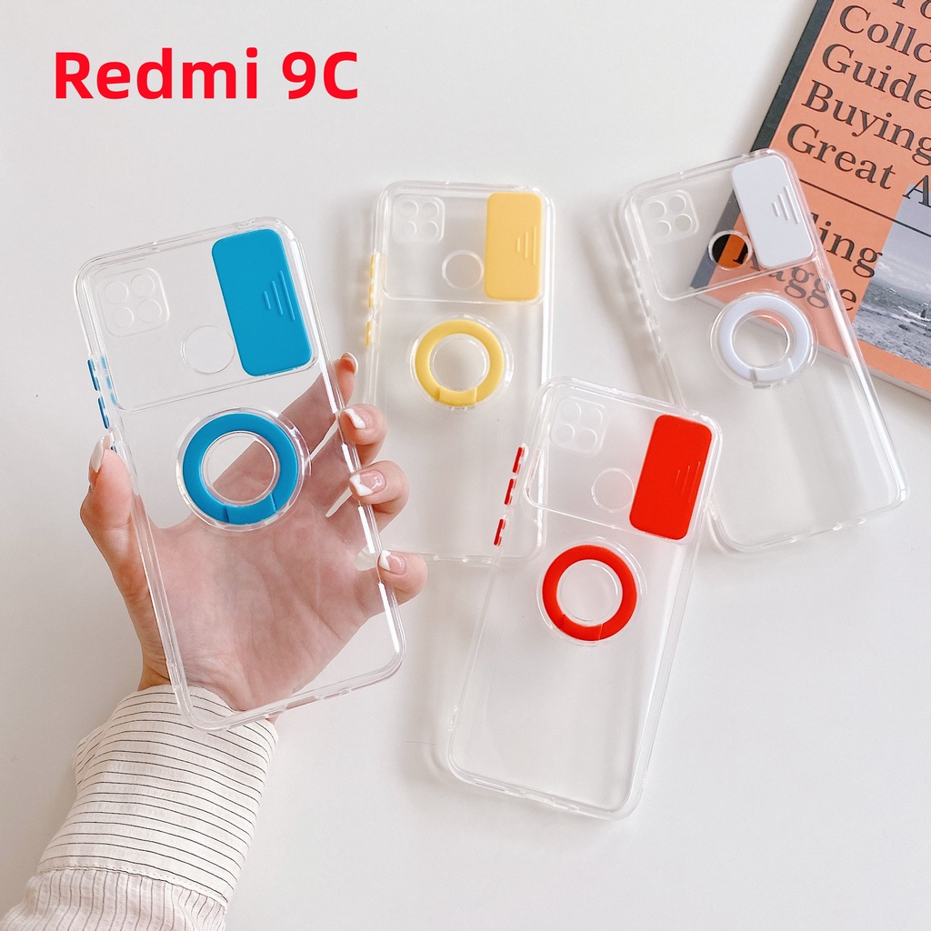For Xiaomi Redmi 9C Case Camera Lens Protection Casing Ring Stand TPU ...