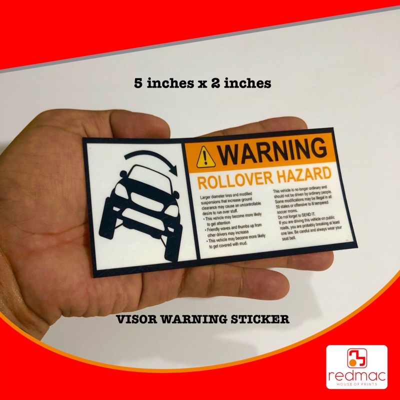 CRV ROLLOVER WARNING STICKER LAMINATED | Shopee Philippines