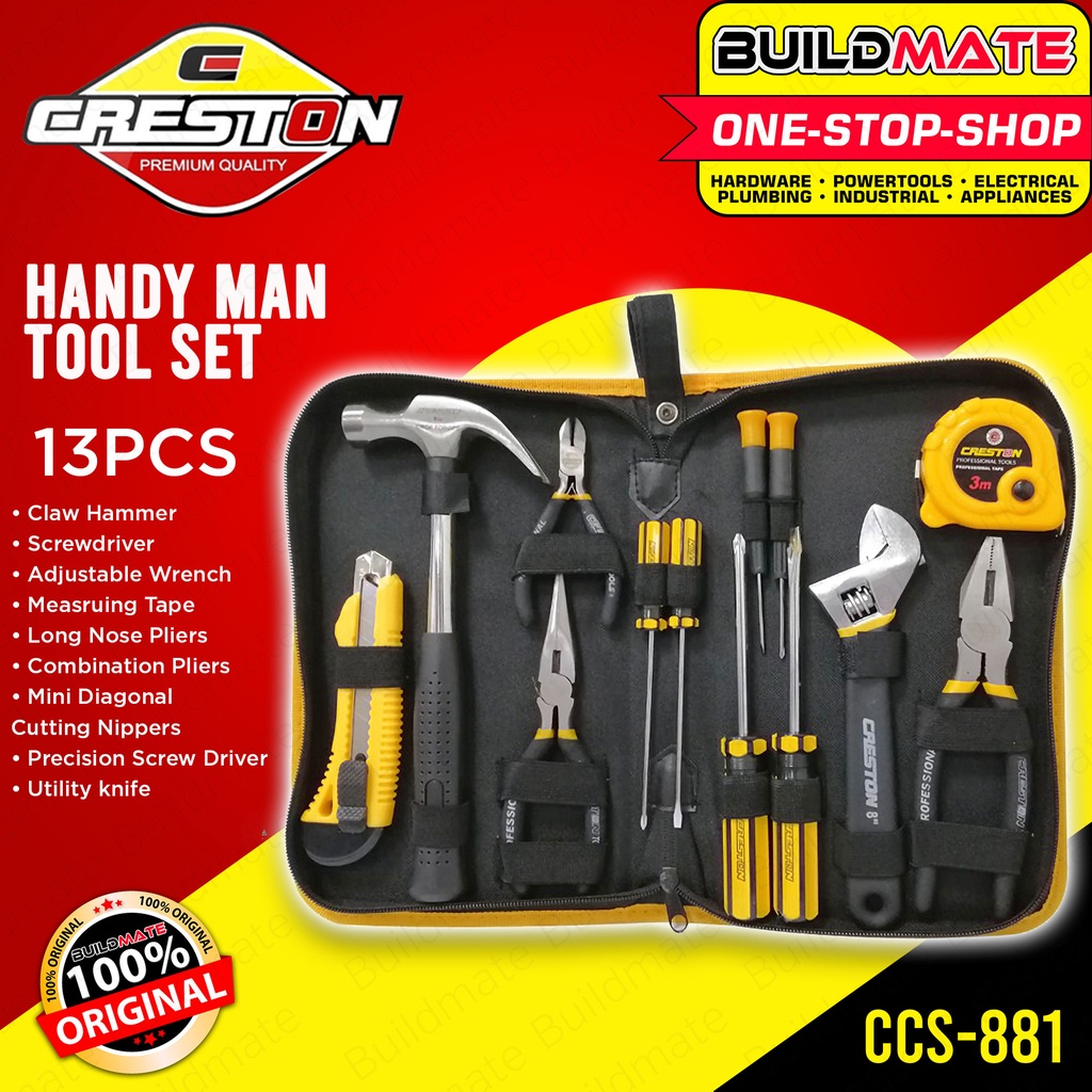 CRESTON Handyman Hand Tools Tool Set 13PCS/SET CCS-881 •BUILDMATE ...