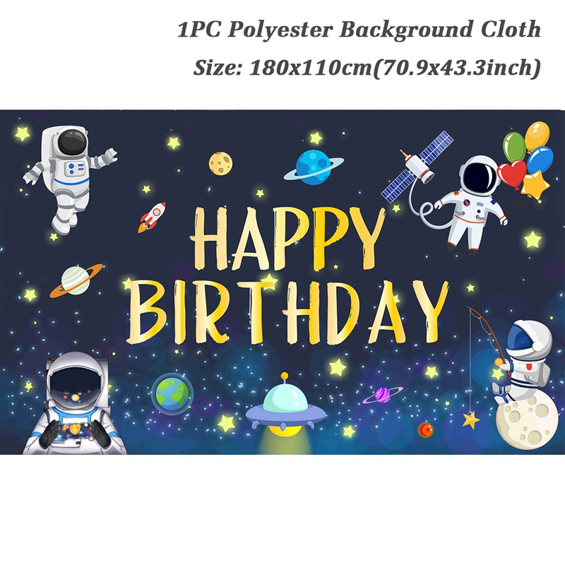 1.8*1.1M Universe Planet Spacecraft Astronaut Backdrop Happy Birthday ...