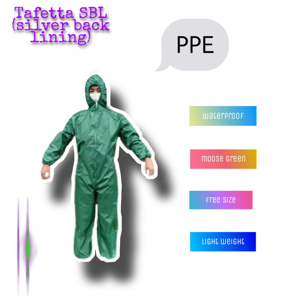 PPE coverall SBL Tafetta -onhand COD- GREEN color PPE hazmat PPE ...