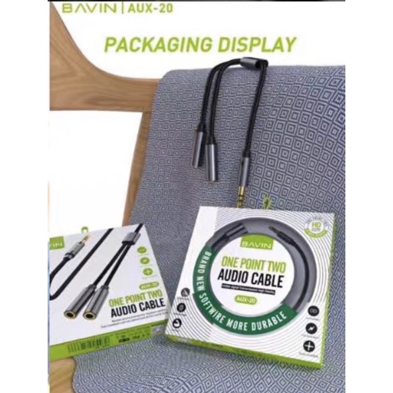 Bavin AUX aduio Cable Line 3.5mm Plug to 2 Stereo Socket | Shopee ...