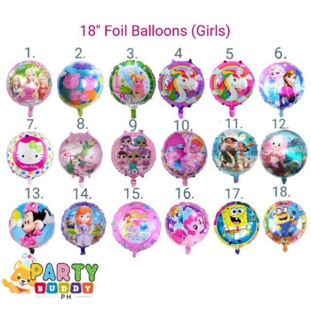 Sale! COD 18inch Girl Round Foil Balloons (18 designs) PartyBuddyPH ...