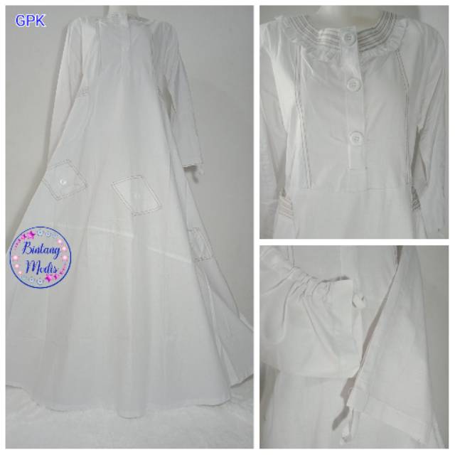 PUTIH KATUN Plain White Cotton Robe/White Robe For Hajj, Umrah, Rituals ...