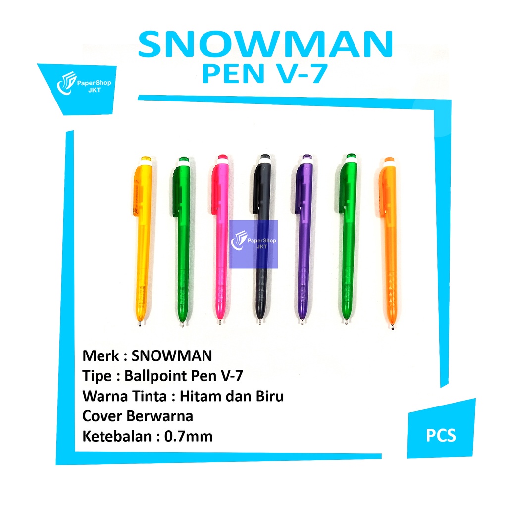 Snowman Ballpoint Pen V-7 Semi Gel Retractable Ink Pen - Per Pcs ...