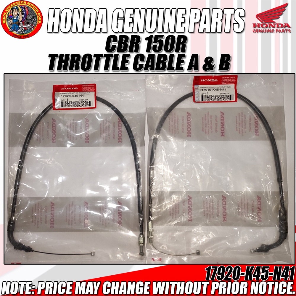 CBR 150R v3 THROTTLE CABLE (HPI) (GENUINE: B- 17920-K45-N41, A- 17910 ...