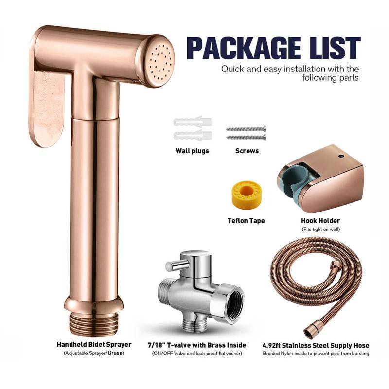 Rose Gold Douche Kit Hand Held Bidet Sprayer Stainless Steel Toilet ...