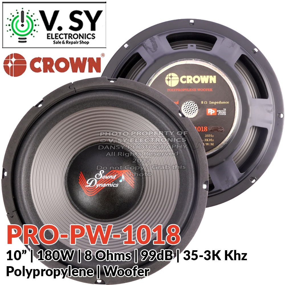 CROWN PRO-PW SERIES 6-12 inches 160-200W 8 Ohms Woofer Speaker | Shopee ...