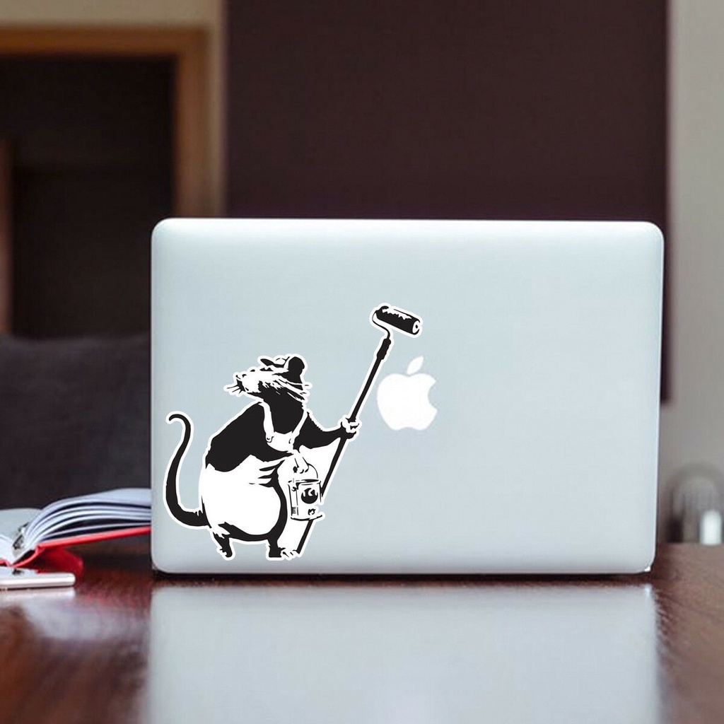 Banksy Rat with Paint roll Graffiti Wall art Vinyl Sticker, Laptop ...