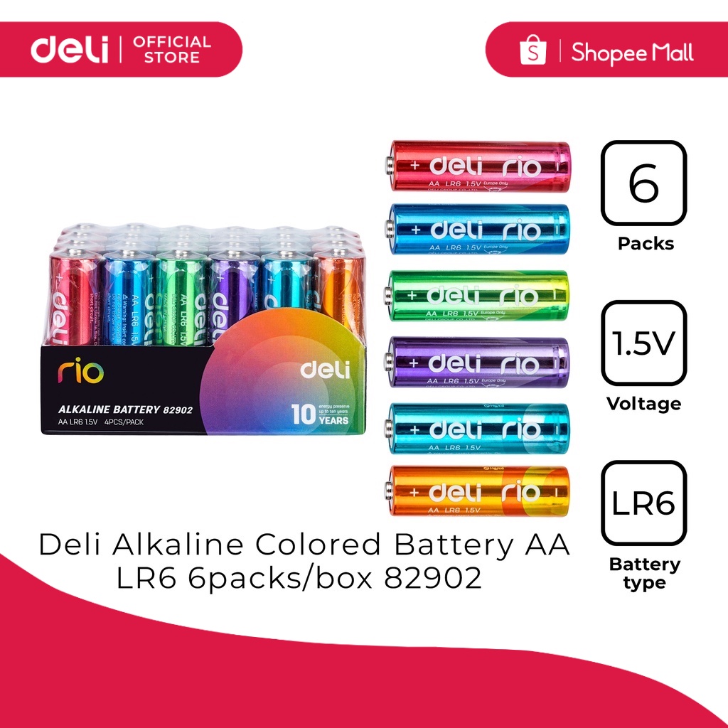 Deli 82902 Alkaline Colored Battery AA LR6 24pcs/set 1BOX [7982902 ...