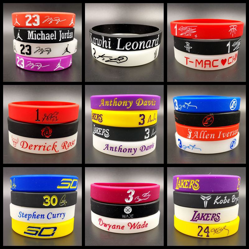 NBA Star Signed Silicone Boys Bracelet Little Gift Kobe James Curry ...