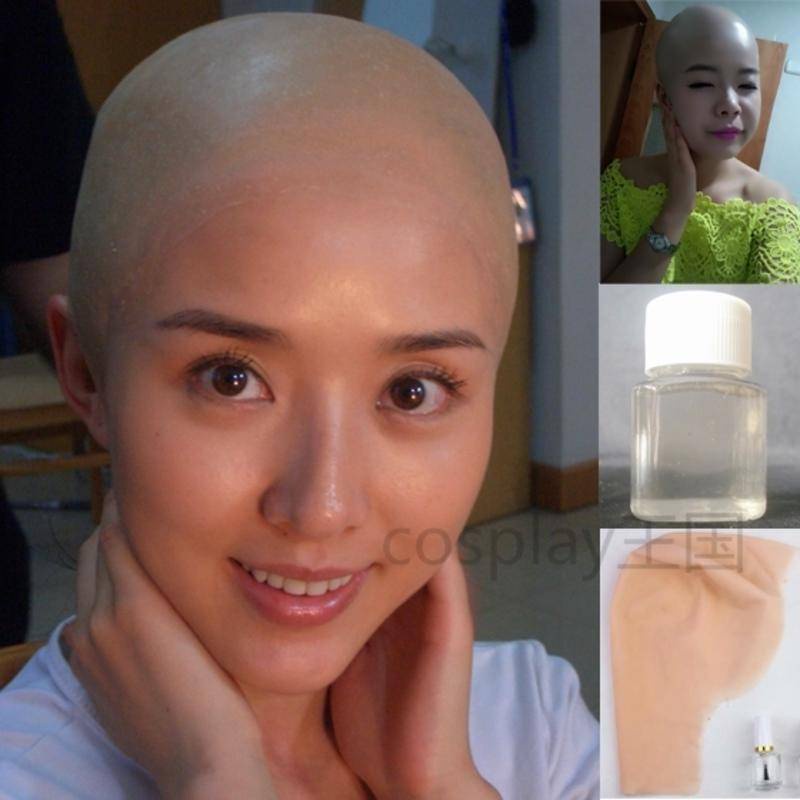 Fake latex bald headgear big makeup wig cos men and women props ...