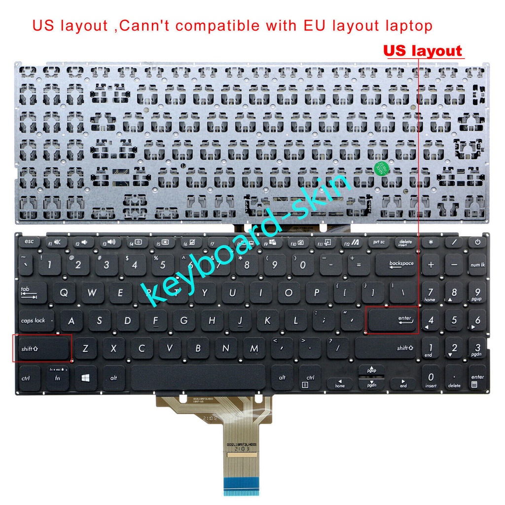New black US NO-backlit Keyboard for ASUS VivoBook FL8850 M515 X1500EA ...