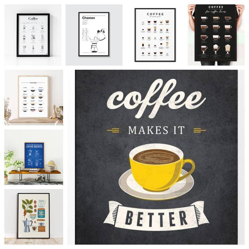 Coffee menu Poster cafe sign coffee guide Wall Print Pictures Home ...