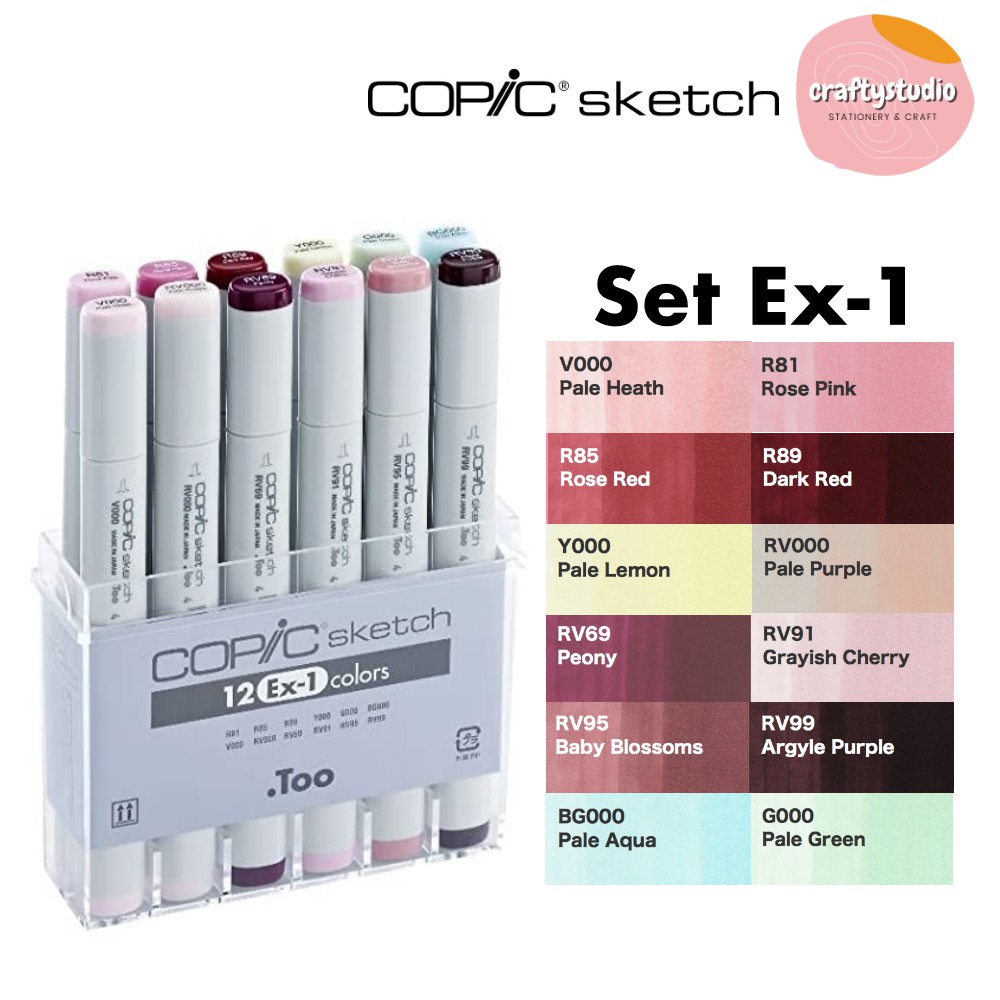 12 pcs Copic Sketch Ex-1 Marker Set, Drawing Marker Set | Shopee ...