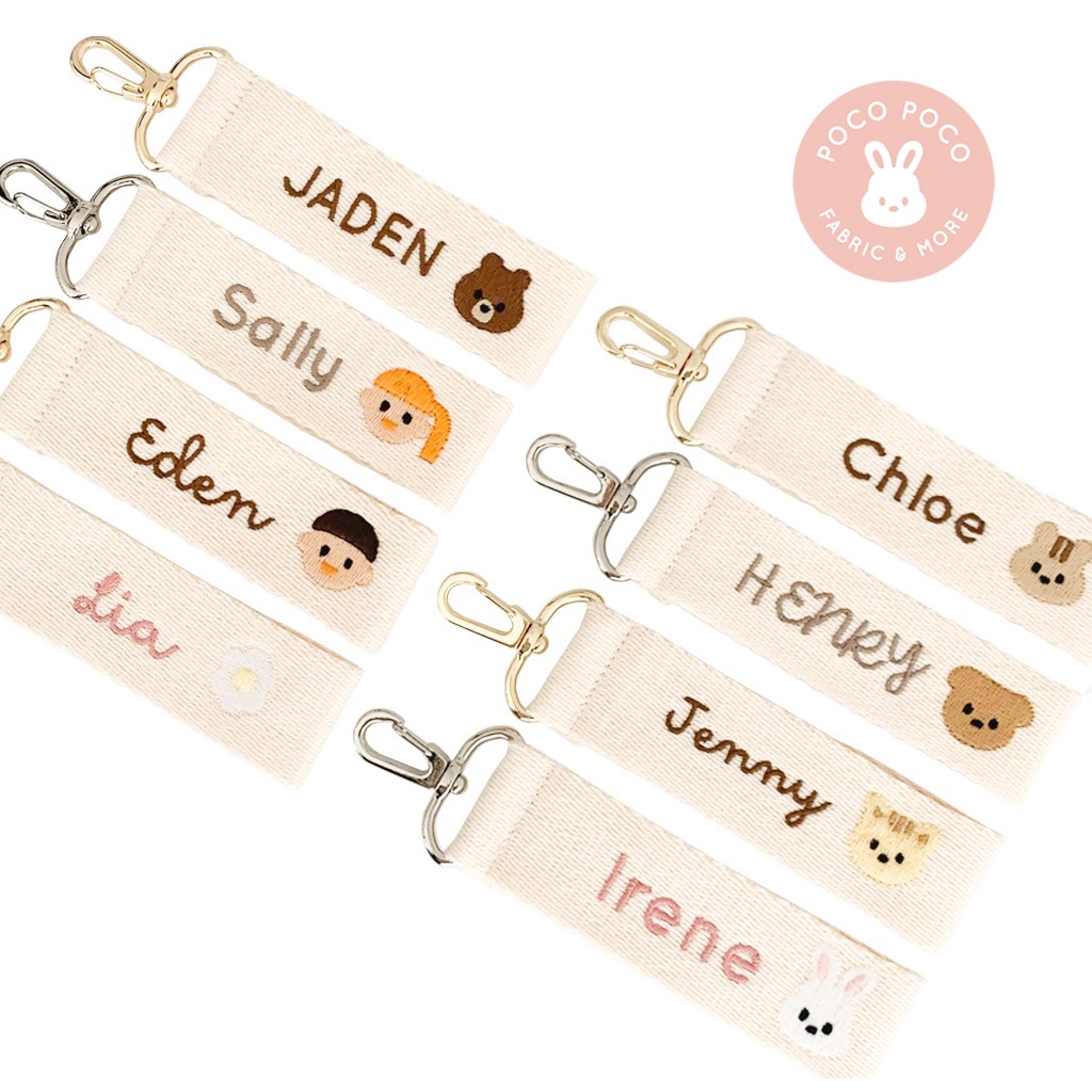 POCO POCO Name Tag Ivory Set / Embroidery Custom / Key Chain / Bag Tag ...