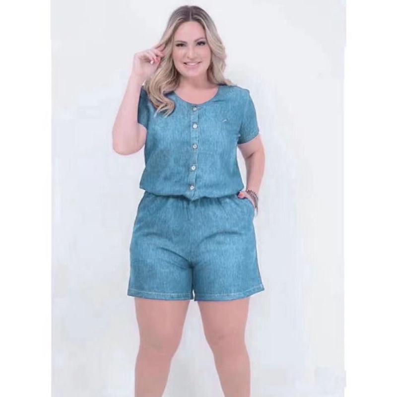 8698 / 8697 A.M Denim Plus size Jumpshort (FIT TO XL) | Shopee Philippines