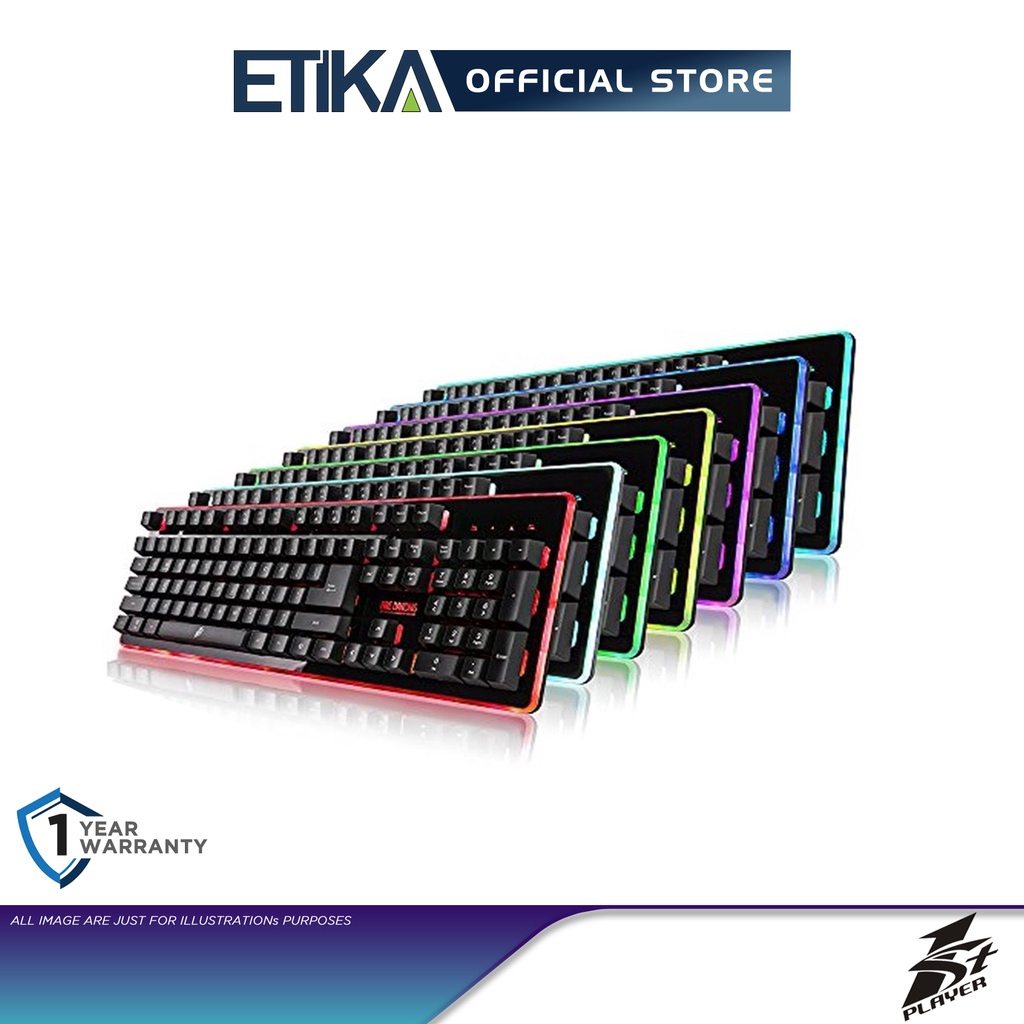 1st Player Fire Dancing GK3 Mechanical Feel 7 Backlit Membrane Gaming ...