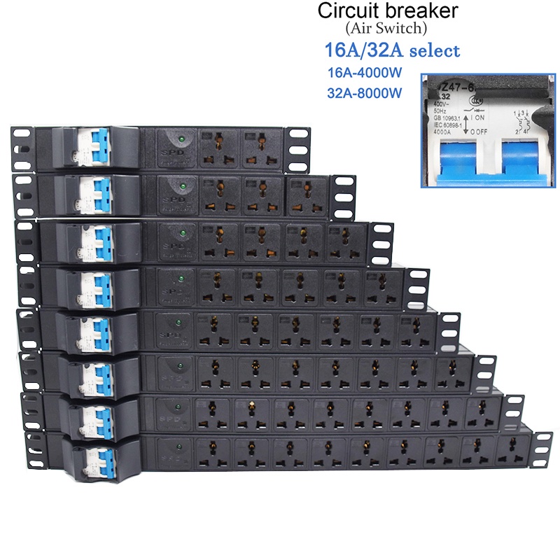 Server Rack Power Distribution Unit PDU Power Strip 2 - 9 Outlets with ...