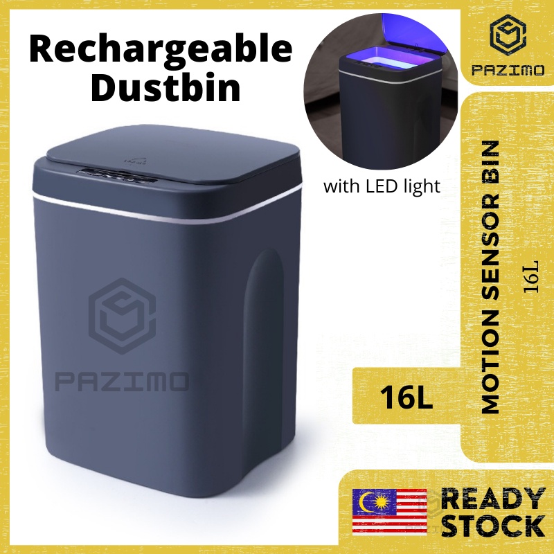 Sensor 16l Dustbin Large Touchless Smart Rubbish Bin Motion Sensor Automatic Vibration Trash 