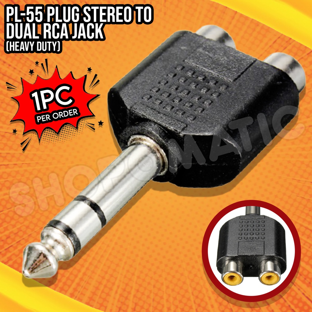 🟧2 Female Stereo RCA Jack to Stereo Male PL Plug Converter Connector ...