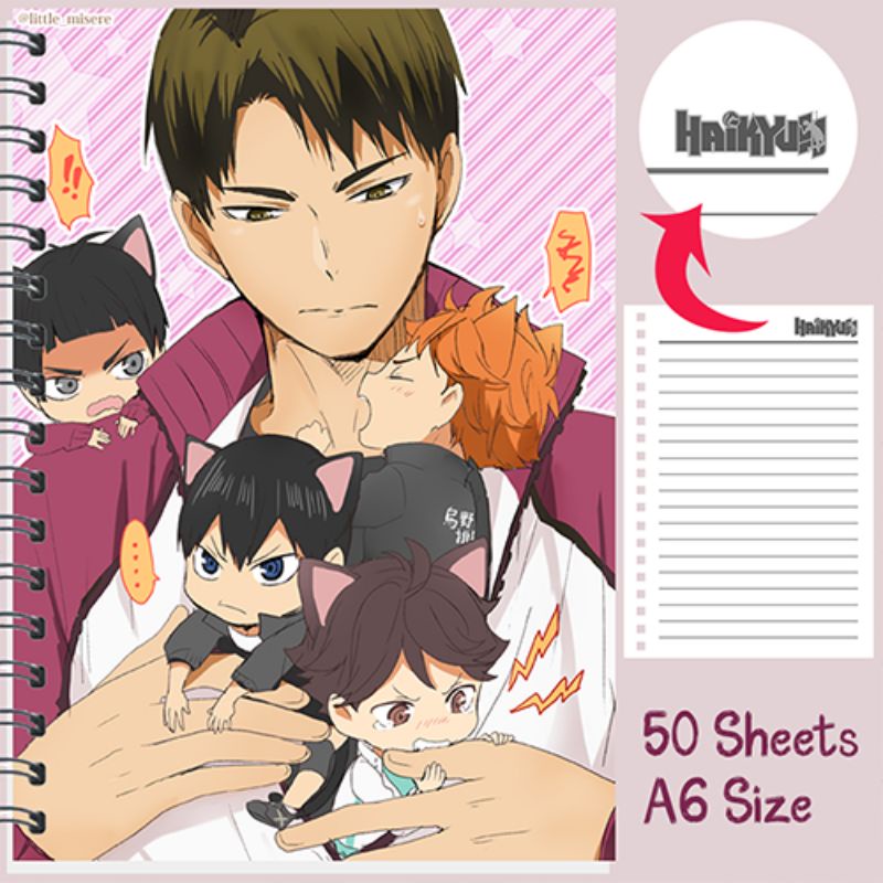 (Small Size) 49 Designs Matte A6 Size Haikyuu!! Anime Notebook Haikyuu ...