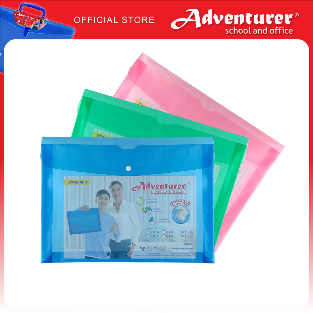 Adventurer Expanding Plastic Envelope, Colored Smoke, Snap Type, Long ...