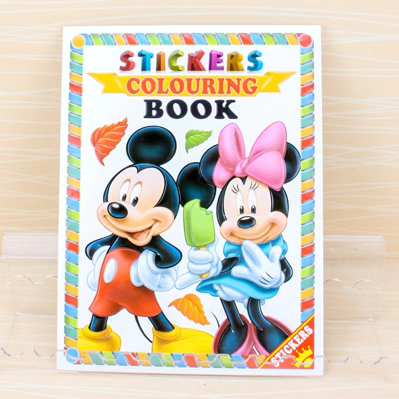 Mickey Mouse Sticker & Coloring Book A4 Colorful Book Adhesive Kanak ...